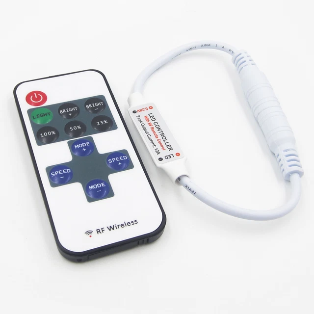 MINI LED CONTROLLER Dimmer + RF Wireless Remote Control for 5050 3528 ...
