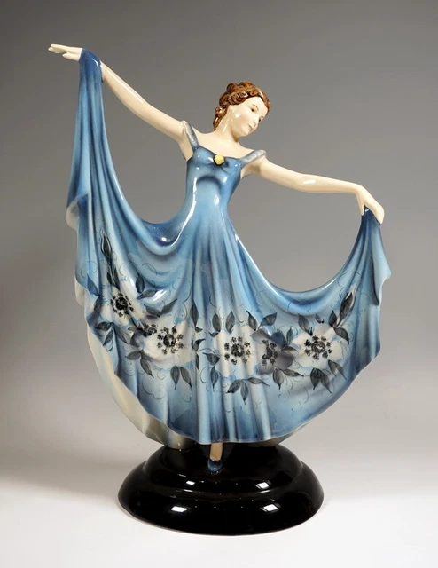 CERAMIC DANCER FIGURE Vienna GOLDSCHEIDER St. Dakon MNR: 2030 H: 39 cm ...