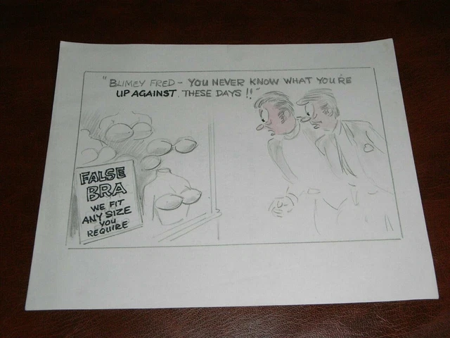 BAMFORTH COMIC PENCIL Sketch Artwork 1968 Approved BOOBS BRA ...