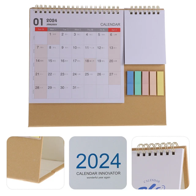 PAPER OFFICE 18 Monthly Table Calendar Daily Planner 2024 Tabletop £11. ...