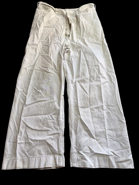 VTG WW2 40S White Cotton Whipcord Wide Leg Workwear Pants Mens 30X26 ...