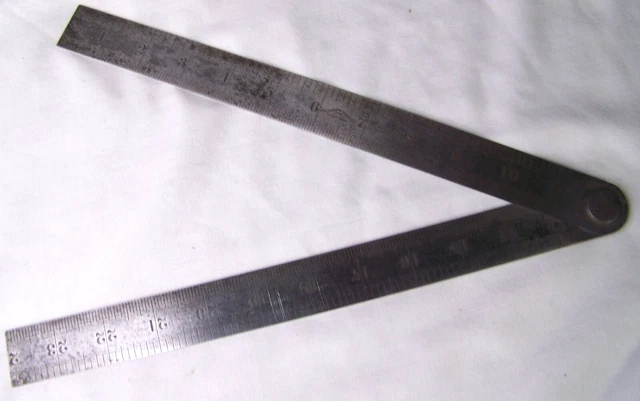 ANTIQUE CHESTERMAN SHEFFIELD ENGLAND FOLDING METAL RULE 24" No 580s $26 ...