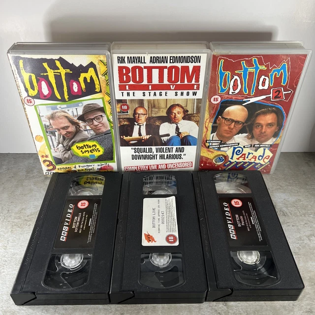 BOTTOM VHS BUNDLE X3 Rik Mayall Adrian Edmonson Live, Parade, Bottom ...