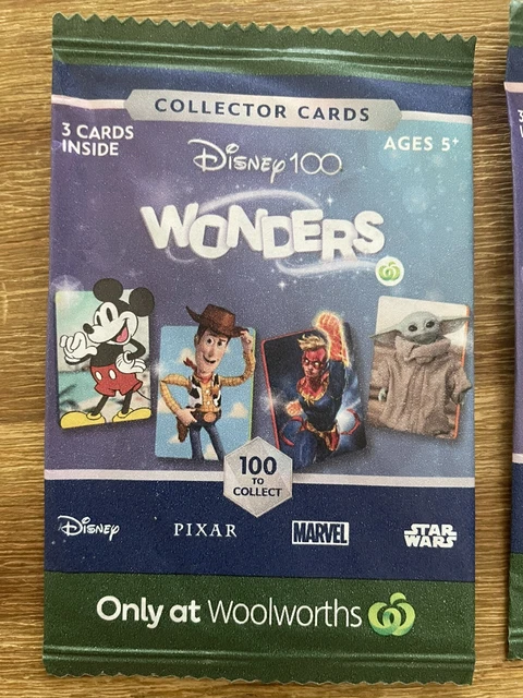 WOOLWORTHS DISNEY 100 Wonders 36 Unopened Packs (108 Cards) & 4 Bricks ...