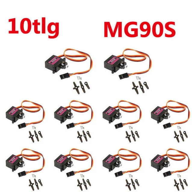 MICRO SERVOMOTEUR HAUTE vitesse 10X MG90S, pour avion RC, hélicoptère ...