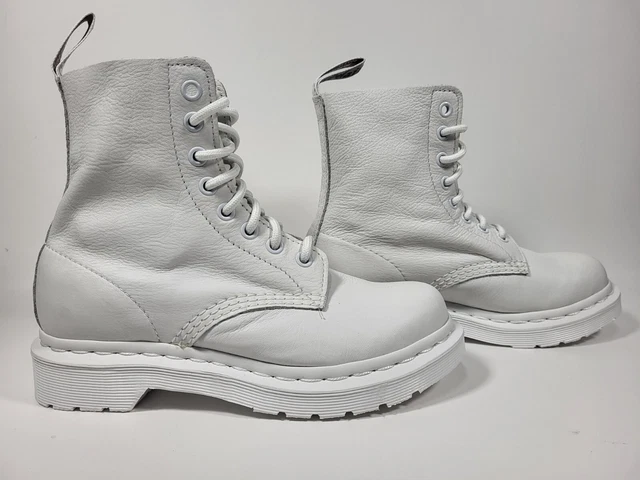 DOC DR MARTENS 1460 Mono All White Smooth Leather Boots Women's Size 5 ...