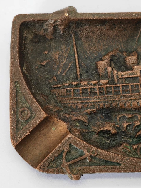 ANCIEN CENDRIER BRONZE Bateau Paquebot En Mer 8Cmx12Cm I180 EUR 25,00 - PicClick FR