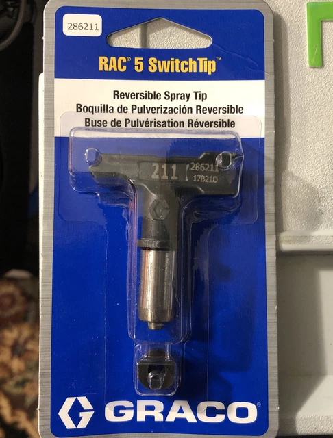 GRACO RAC 5 Reversible Switch Spray Tip 286211, Size 211, Paint Gun ...