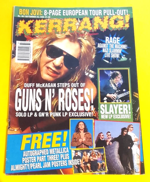 KERRANG! NO.461 SEPTEMBER 18 1993 - Guns N' Roses + Metallica Poster ...