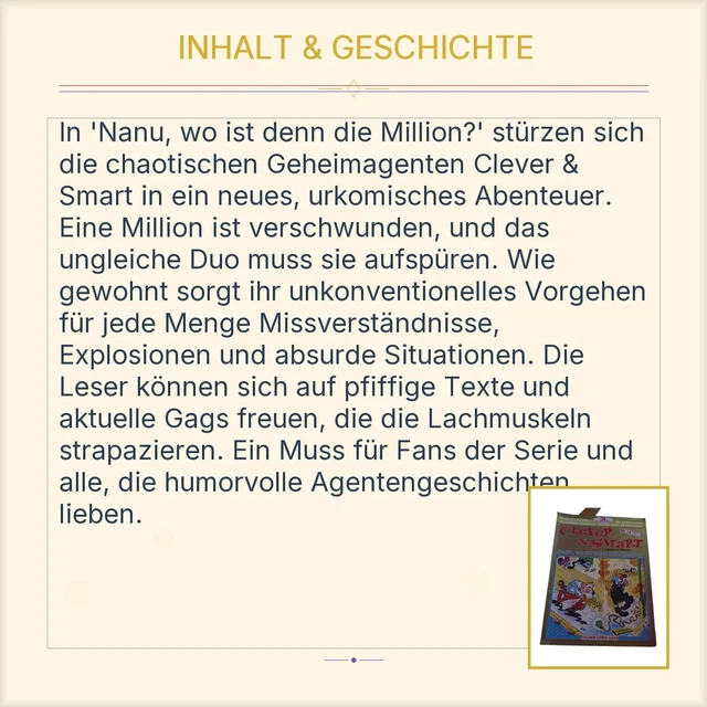 CLEVER & SMART Nanu, wo ist die Million? Comic Taschenbuch Deutsch ...