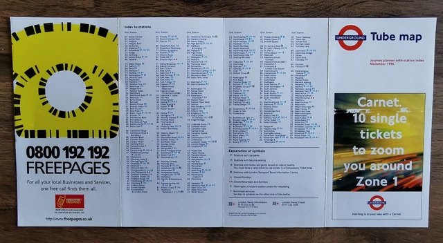 LONDON UNDERGROUND TUBE Map Journey Planner - November 1996 £10.00 ...