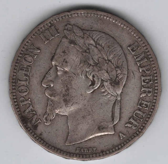 5 FRANCS NAPOLÉON III Tête Laurée 1869 A Paris Argent 900‰ EUR 30,00 ...