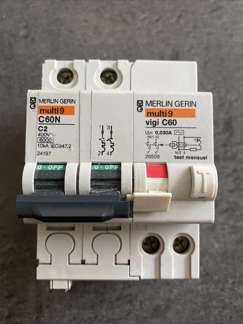 DISJONCTEUR DIFFÉRENTIEL MERLIN GERIN C60N 2A 30mA Type AC Ref 24197 / 26509 EUR 9,00 - PicClick FR