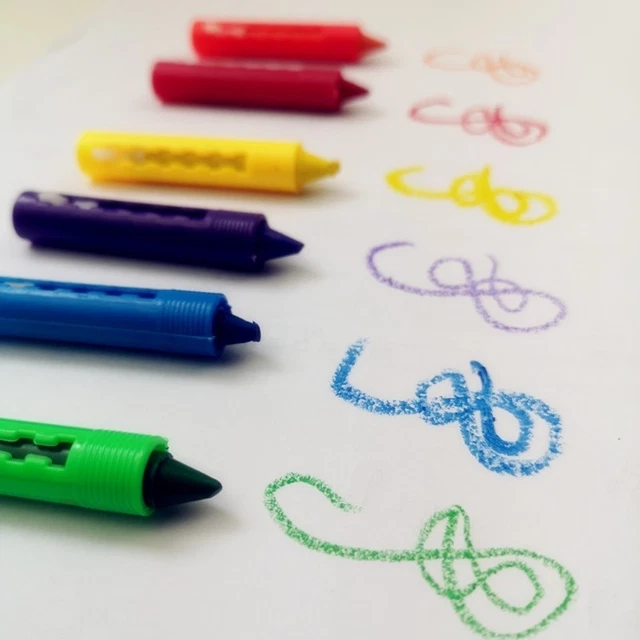 EASY TO GRIP Crayon Pen with Pen Holder For Little Hand 6 Color ...