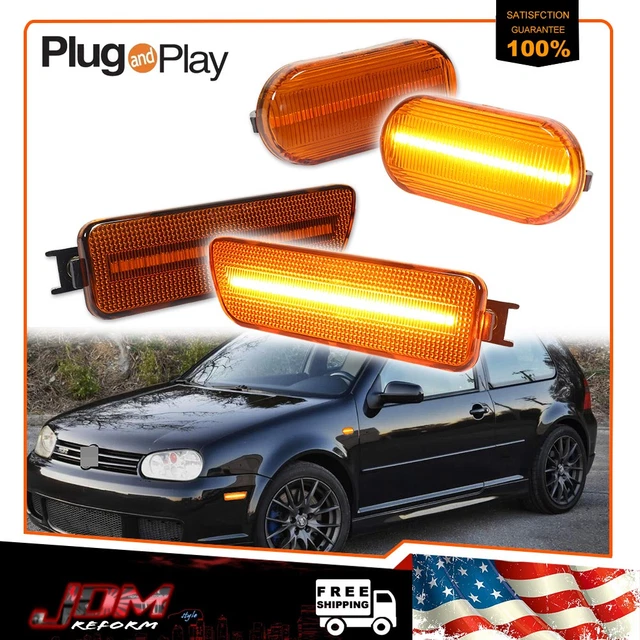 FOR VW MK4 Golf GTI R32 Jetta Front Bumper Fender Amber LED Side Marker ...