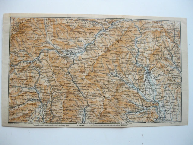 ANTICA MAPPA ANTIQUE old print map GRAZ WILDON LEIBNITZ LEOBEN MURAU ...