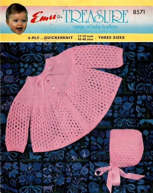 EMU 4PLY QUICKERKNIT KNITTING PATTERN, Baby Girls Matinee Coat and ...