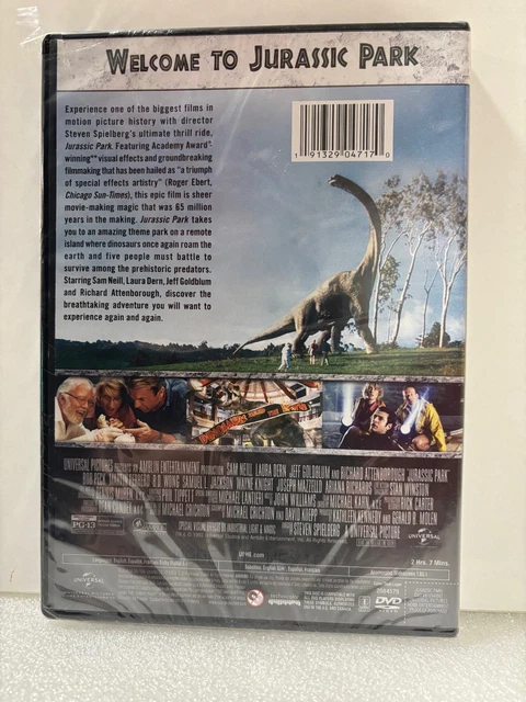 JURASSIC PARK 1993 (DVD Universal 2018) 3 Oscar Wins Sam Neill Laura ...