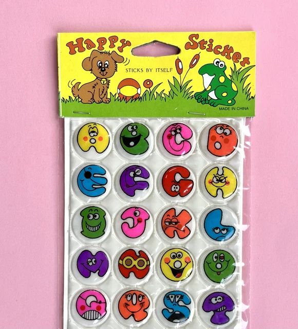 VINTAGE STICKERS PUFFY Happy ABC Letters Smile Alphabet Nice New Sealed ...
