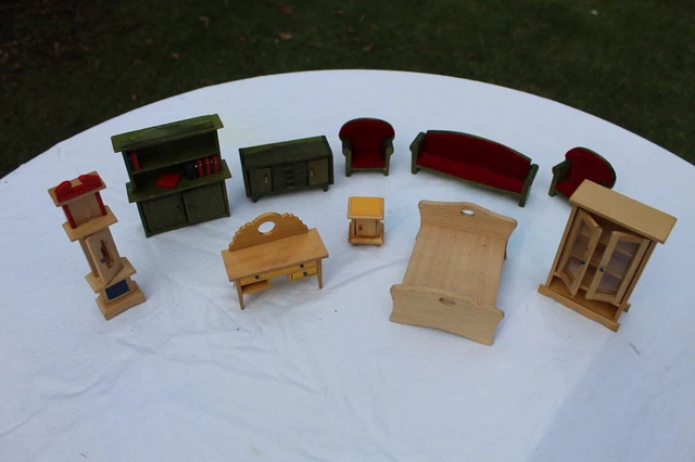 MOBILIER MINIATURE maison de poupée bois ancien vintage EUR 10,00 - PicClick FR