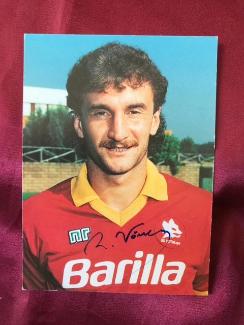 AUTOGRAFO ORIGINALE RUDI VÖLLER-AS Roma-Anni 80/90-Cartolina ufficiale ...