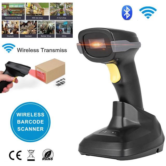 2.4GHZ WIRELESS BARCODE Scanner USB Cordless 1D 2D Laser Barcode Reader ...