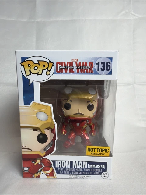 FUNKO POP!🔥MARVEL🔥CIVIL WAR #136🔥IRON MAN UNMASKED🔥Hot Topic Exclusive ...