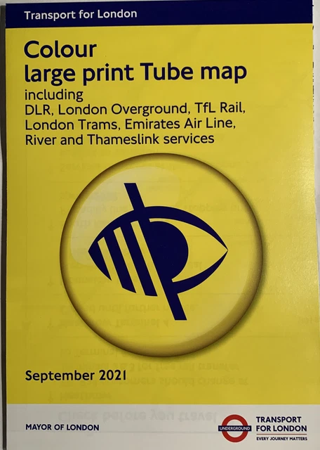 LARGE PRINT TUBE MAP - September 2021 London Underground TFL Colour ...