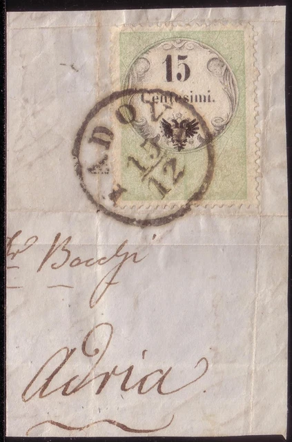 LOMBARDO VENETO - Marca da bollo da 15 cent. usata per posta a Padova ...