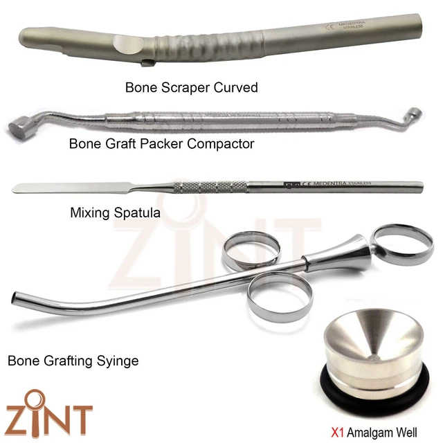 DENTAL IMPLANT BONE Grafting Syringe Amalgam Well Scraper Compactor ...