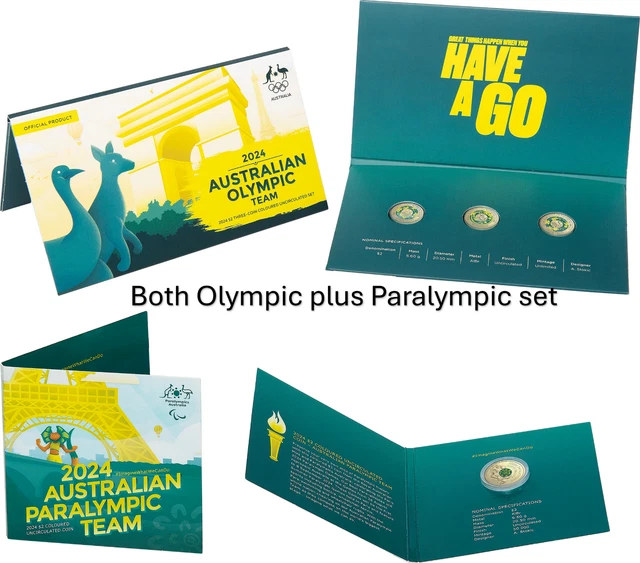2024 AUSTRALIAN OLYMPIC Team AND Paralympic Team 4 x $2 coin in folder ...