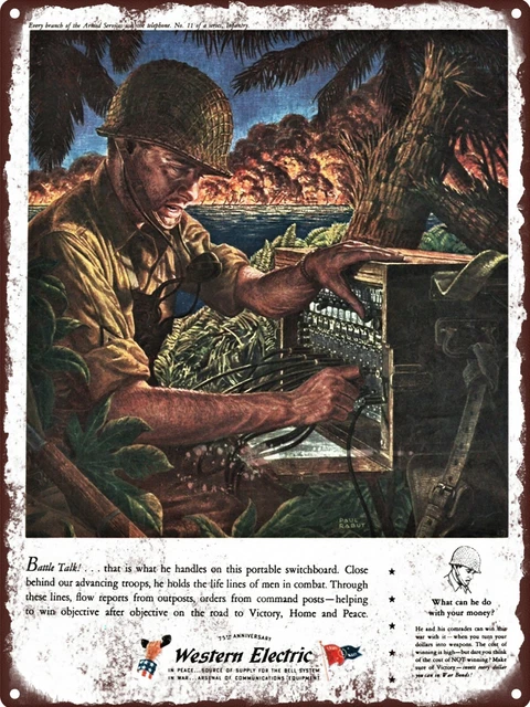 1944 WESTERN ELECTRIC WW II U.S. ARMY INFANTRY Field Comm Metal Sign ...