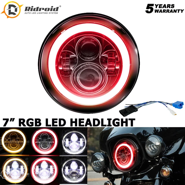 RED ANGEL EYE 7" Motorcycle LED Headlight For Yamaha V-Star 1100 650 ...