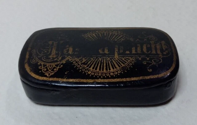 GEORGIAN PAPIER PAPER Mache Take a Pinch Snuff Box £25.00 - PicClick UK