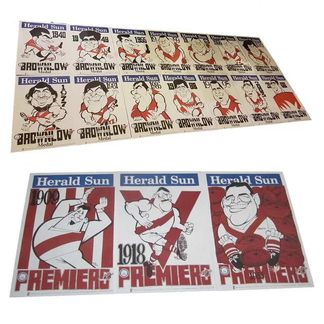 WEG POSTER SET South Melbourne Sydney Premiership 1909 ~1933 Brownlow ...