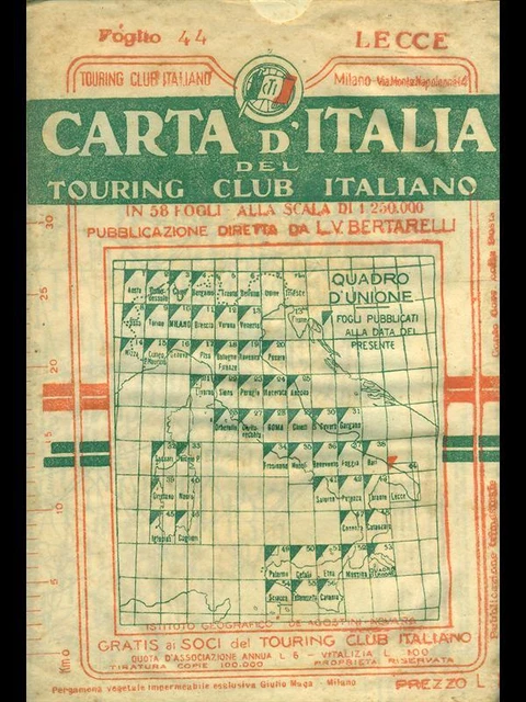 ITALY CARD OF The Italian Touring Club Sheet No. 44: Lecce L.v ...