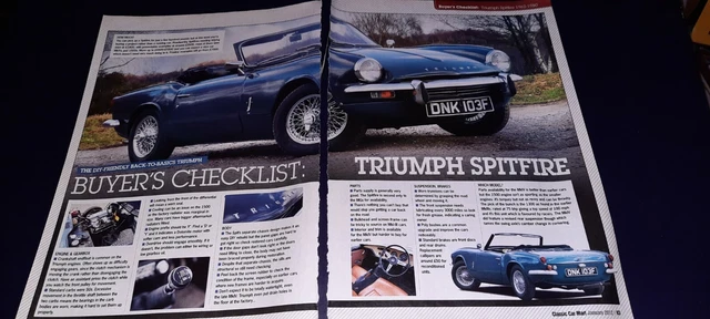 TRIUMPH SPITFIRE REG DNK103F buyers checklist article £3.91 - PicClick UK