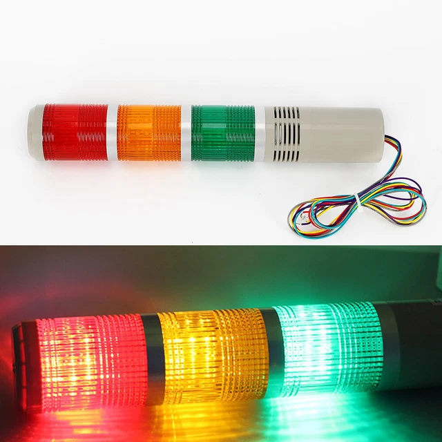 RED/GREEN/YELLOW LED STACK Light Alarm Warning Signal Buzzer Tower Lamp ...