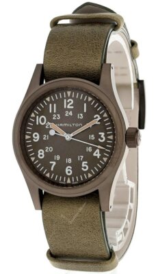 HAMILTON KHAKI FIELD Mechanical 38MM SS Green Dial LTHR Watch H69449861 ...