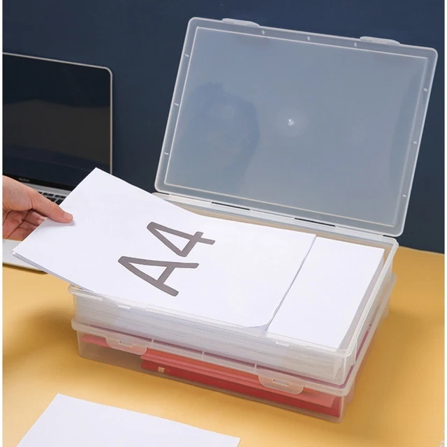 PLASTIC CERTIFICATE FILE Container Clear Storage Box A4 Organizing Box ...