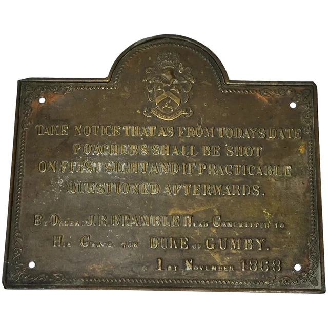 BRITISH CHARMING SMALL 19th Century Victorian Poachers Warning Notice ...
