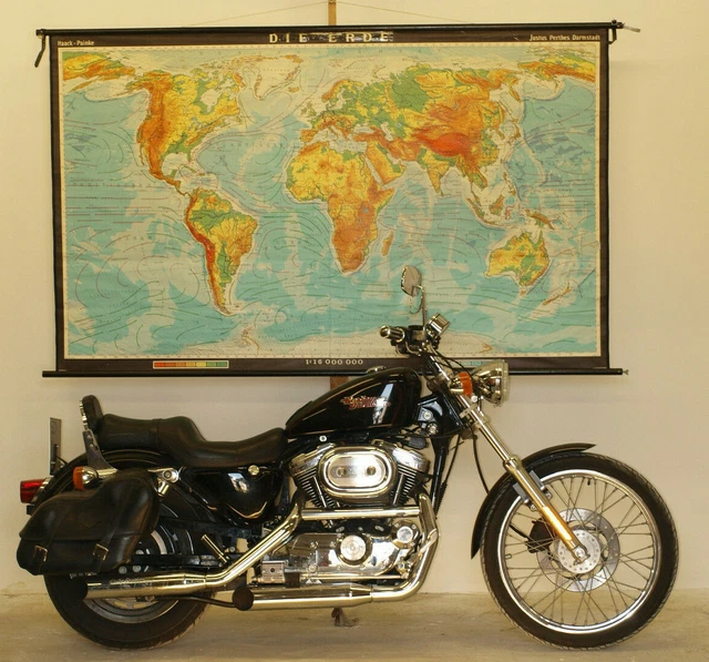 SCHOOL WALL MAP Wall Decoration Physical World Map 210x127cm Vintage ...