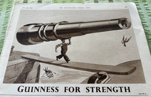 GUINNESS ORIGINAL 1943 Old Advert Illustrated London News In VG Cond ...