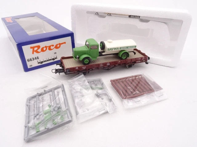 ROCO H0 66346 Rungenwagen mit MB Tankwagen der DB in OVP QR538 EUR 22 ...