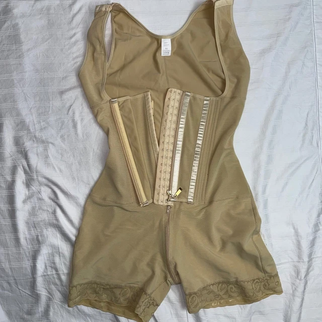 FULL BODY SHAPEWEAR Bodysuit Tan Firm Compression Waist Trainer Lace ...