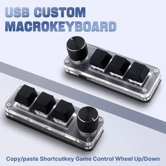 MACRO KEYBOARD PROGRAMMING Mechanical keypad Custom 3Key 1 Knob Mini Keyboard US EUR 22,99 ...