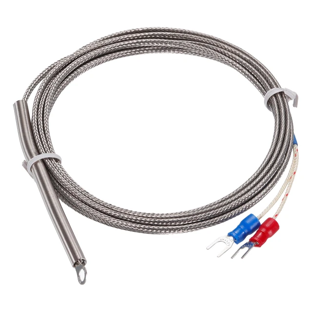 K TYPE THERMOCOUPLE Temperature Sensor 4mm Ring 6.6ft Wire 0 to 600°C ...