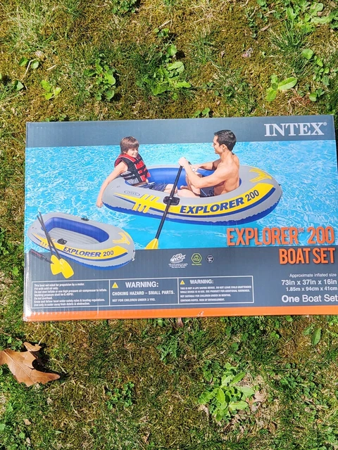 INTEX EXPLORER 200 Inflatable Boat Raft Set with 2 Oars and Pump for 2 ...
