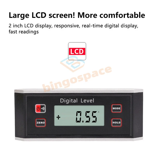 DIGITAL INCLINOMETER LEVEL Box Protractor Angle Finder Ruler Bevel ...