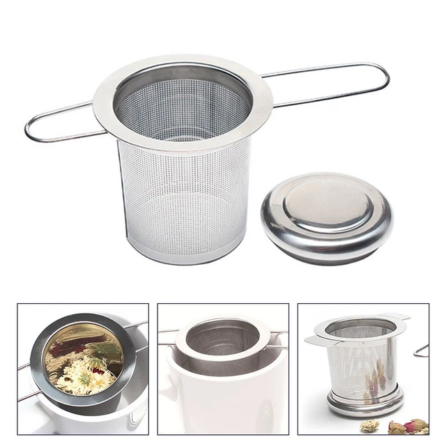 STAINLESS STEEL TEA-STRAINER Foldable Tea Leaf Filter Tea Strainer with ...